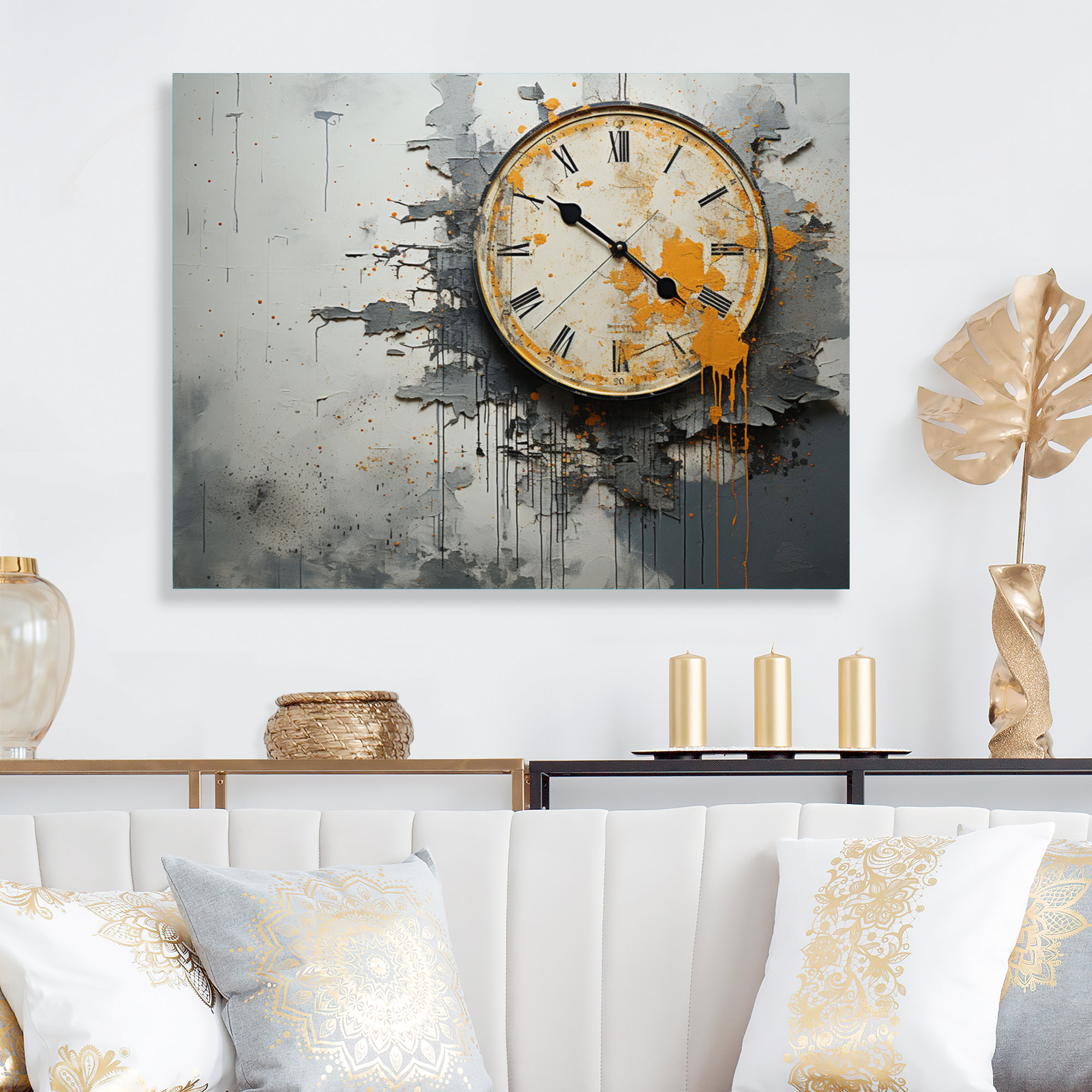 17 Stories Clock Minimalist Splendor I - Fashion Metal Wall Art Living ...