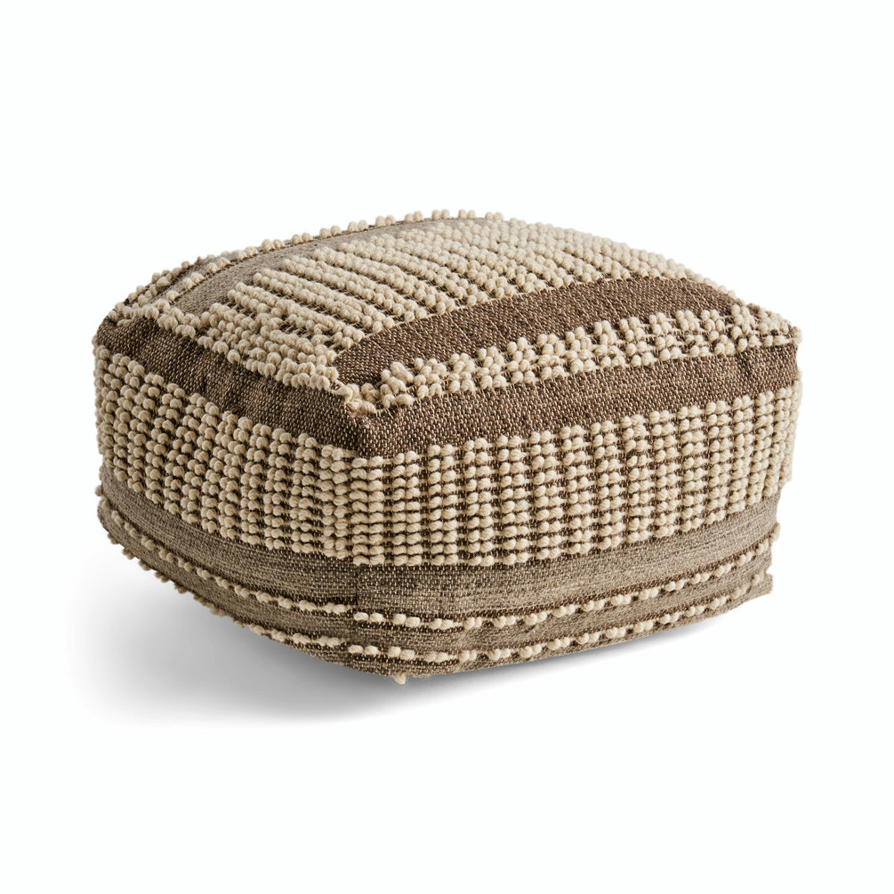 Bungalow Rose Bayliegh Upholstered Ottoman,Rustic Wool and Cotton Large ...
