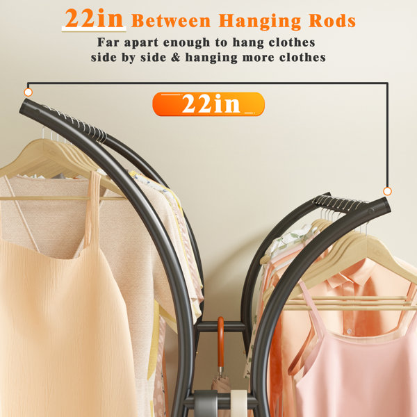 Rebrilliant Madelein Rolling Clothes Racks, Heavy Duty Garment Rack ...