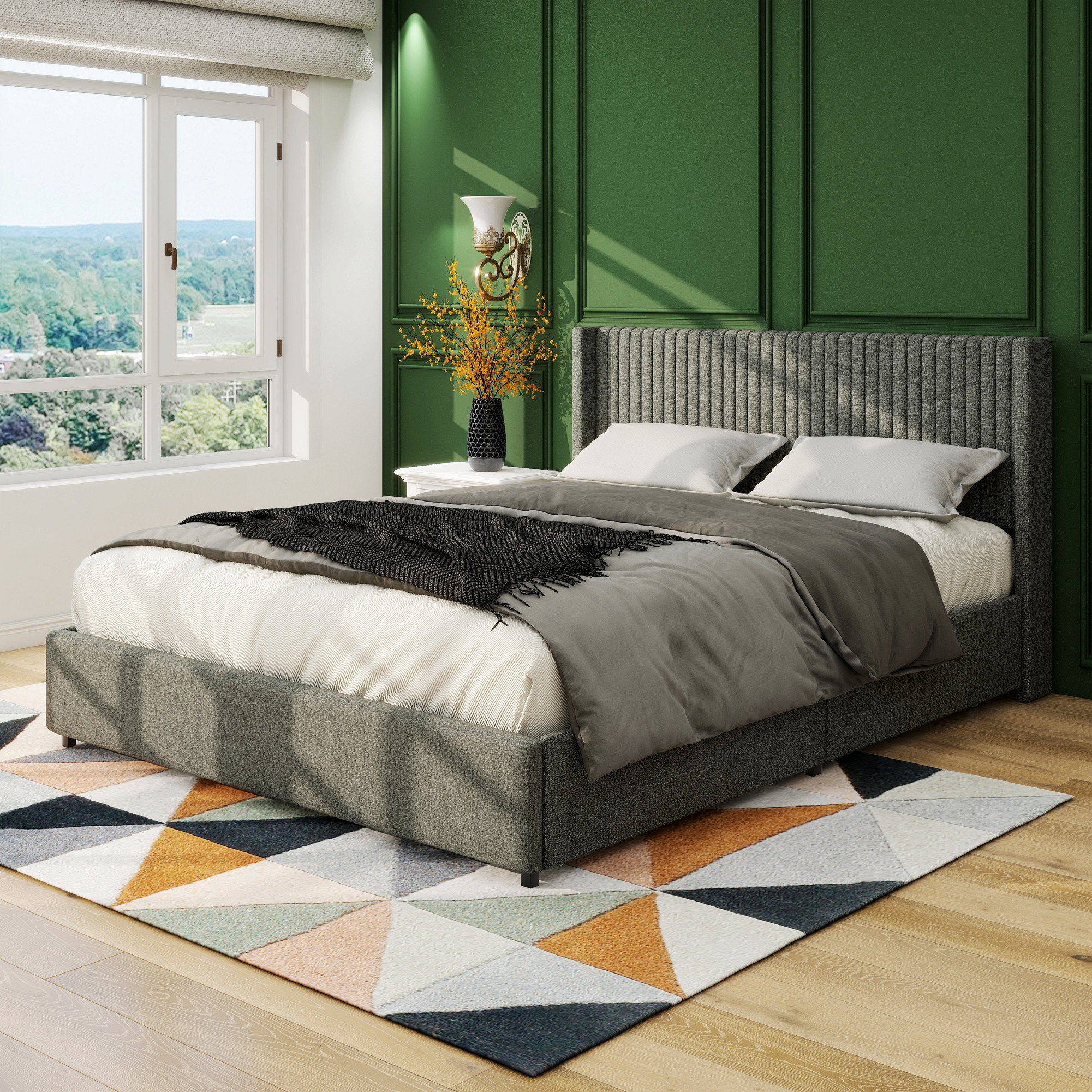 Latitude Run® Turusan Upholstered Metal Wingback Storage Bed | Wayfair