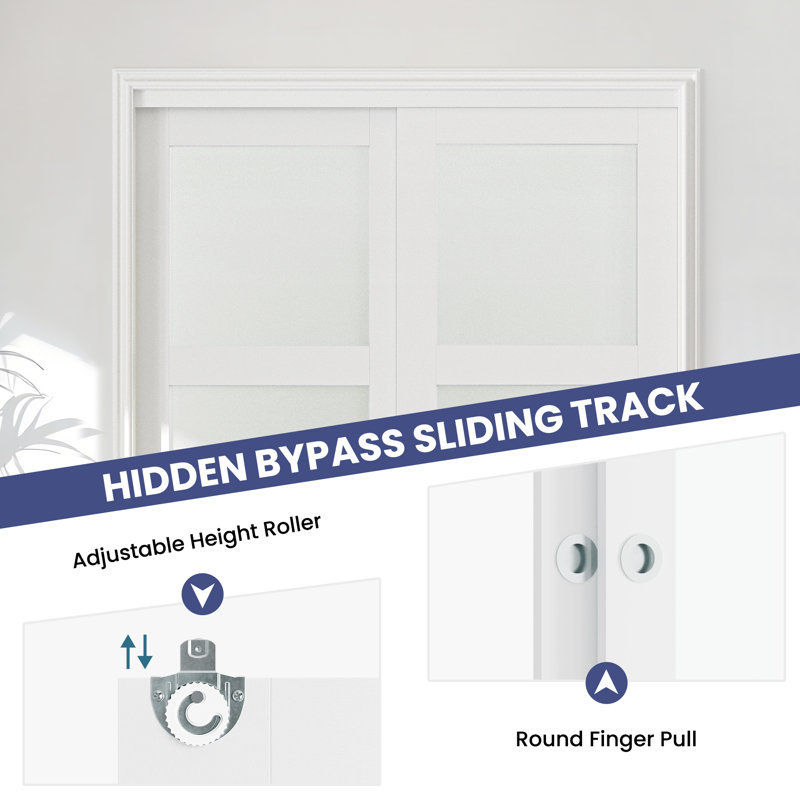 DoorFusion Frosted Glass Sliding Closet Doors With Installation ...