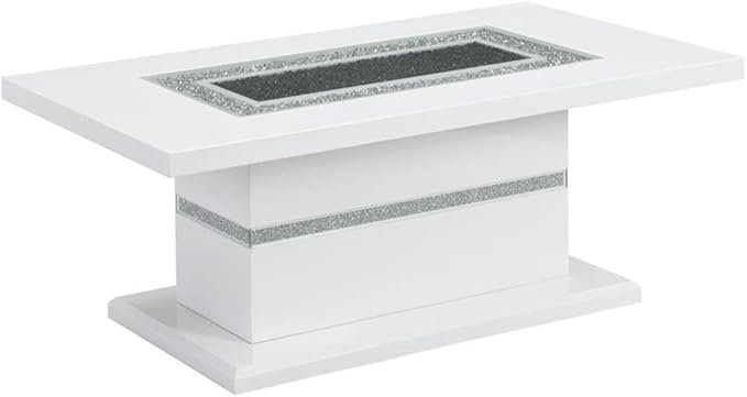 Everly Quinn Monaco White Glitter Coffee Table | Wayfair