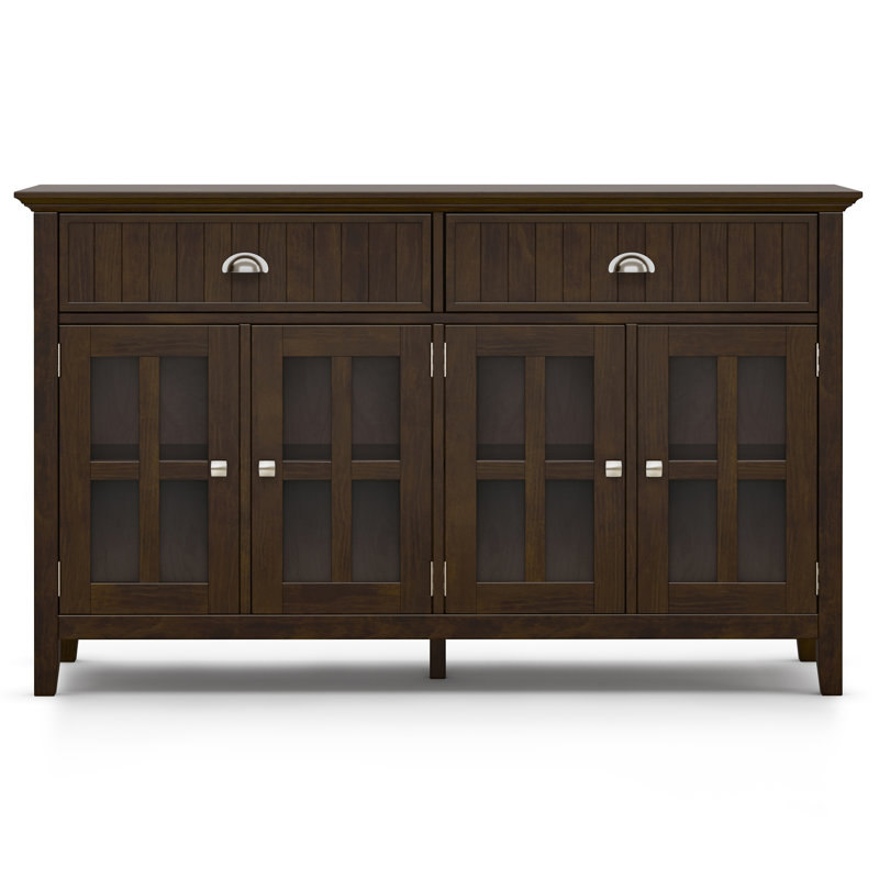 Simpli Home Acadian SOLID WOOD Large Sideboard Buffet in Brunette Brown ...