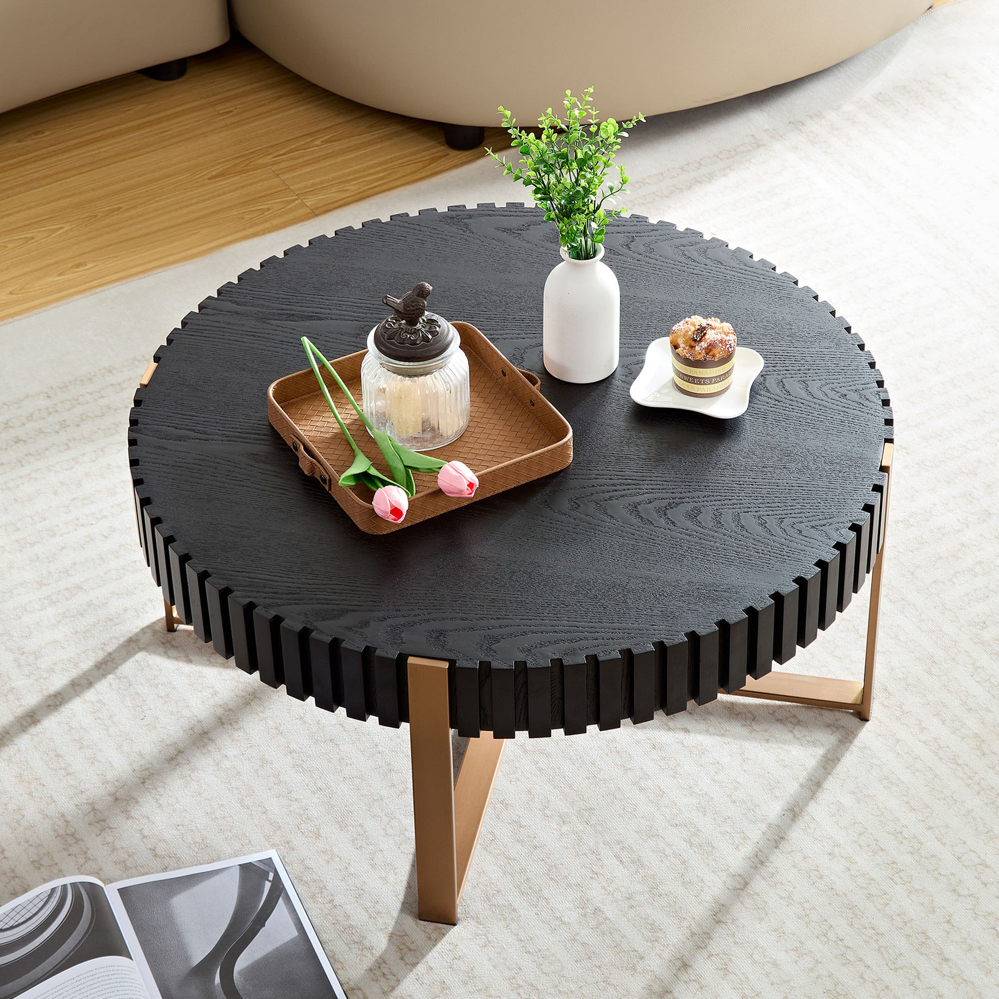 George Oliver Drum Coffee Table 31.5 Inch Round Coffee Table With ...