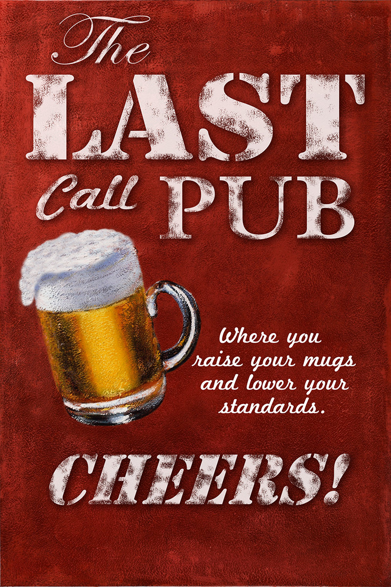 Buy Art for Less The Last Call Pub Pub Sign by Rovert Downs Wrapped ...