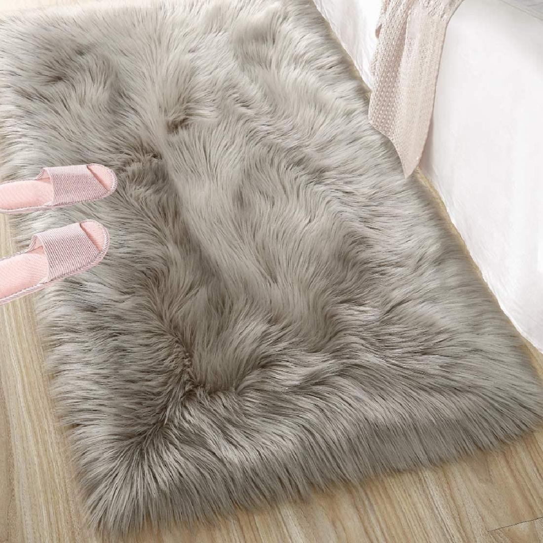 Mercer41 Rectangle Dorthella Animal Print Machine Tufted Faux Fur Area ...