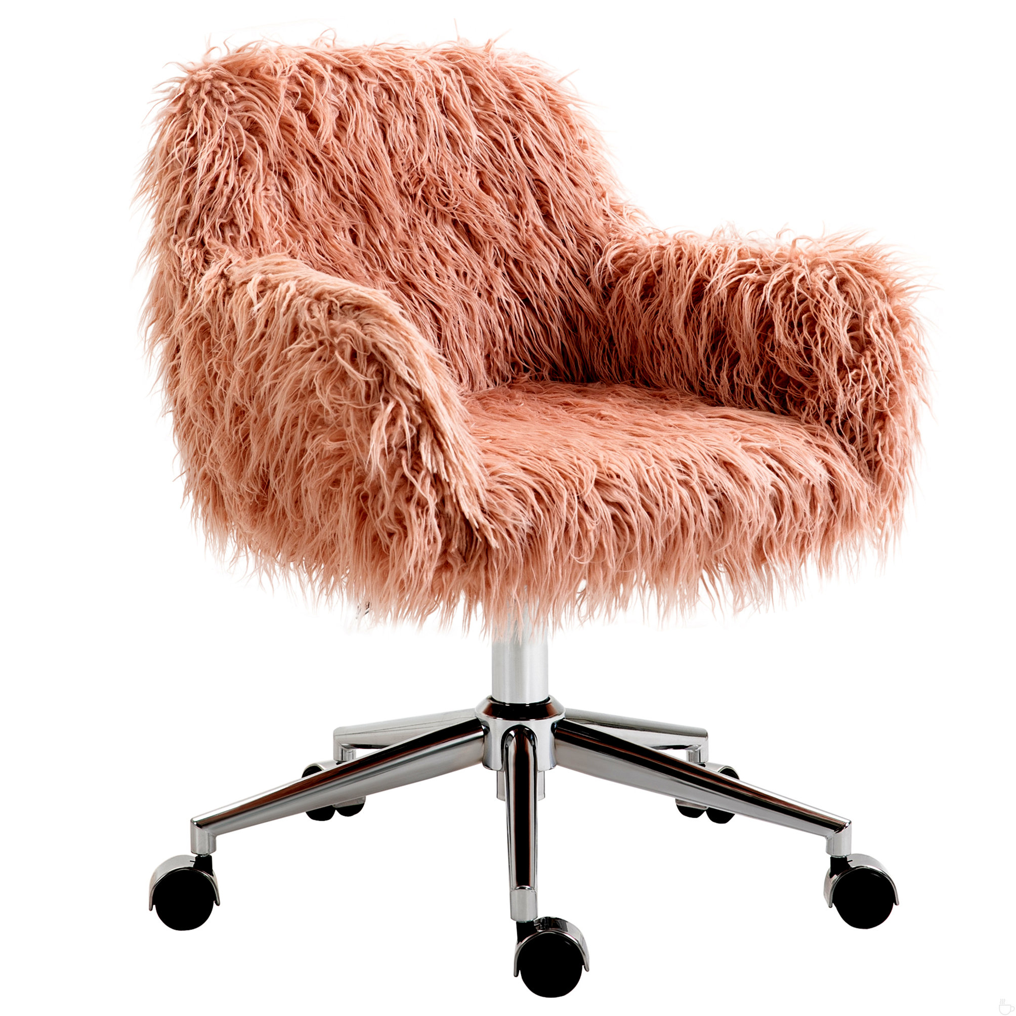 Mercer41 Faux Fur Desk Chair, Swivel Vanity Chair With Adjustable ...