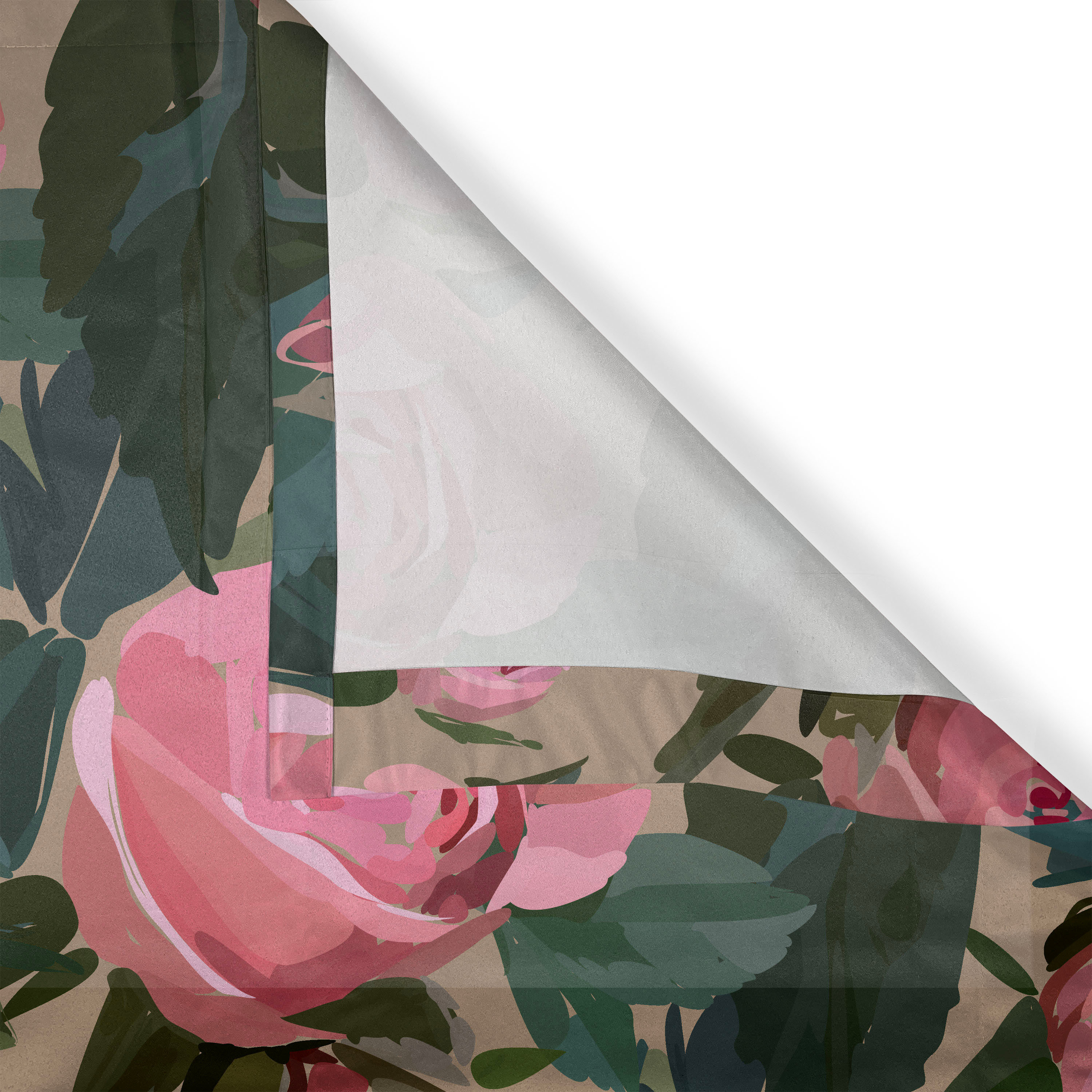 Dakota Fields Floral Design Grommet Curtain Delicate Rose Pattern ...