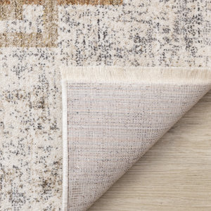 Orren Ellis Marquist Red Cream Blue Shapes Dense Low-Pile Indoor Area ...