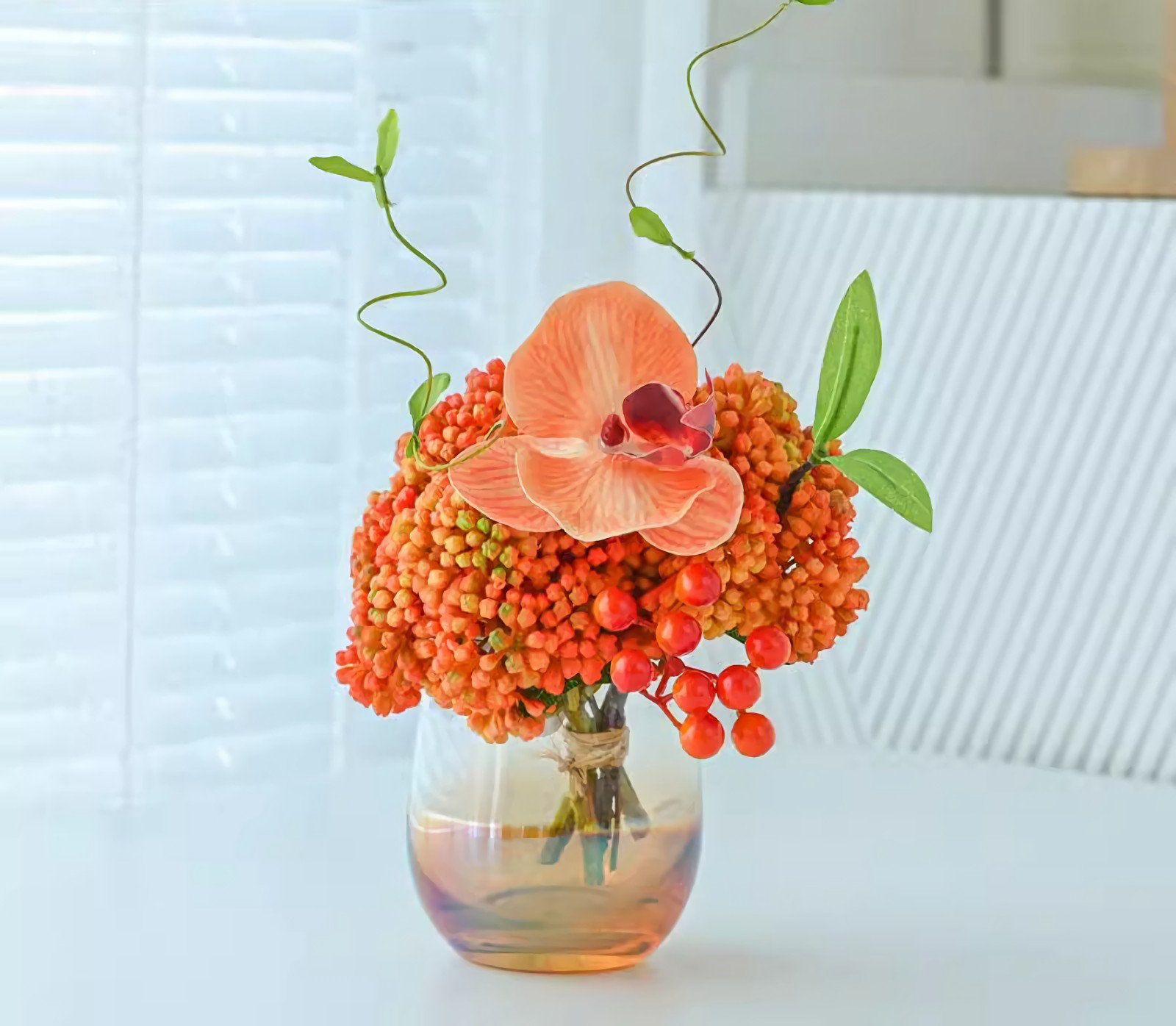 Primrue Simulated Flower Green Plant Glass Bottle Desktop Decoration ...