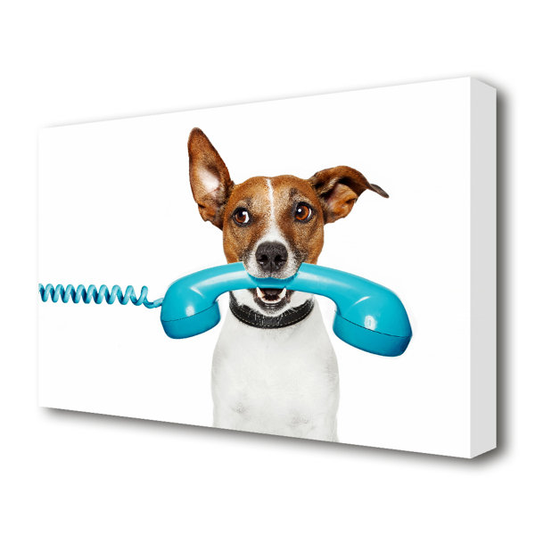 East Urban Home Terrier Dog Phone Call Wildlife - Wrapped Canvas Print ...
