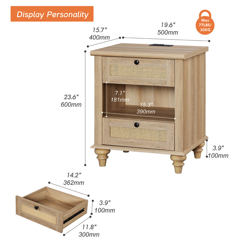 Alcott Hill® Bibbee Solid + Manufactured Wood Nightstand & Reviews ...