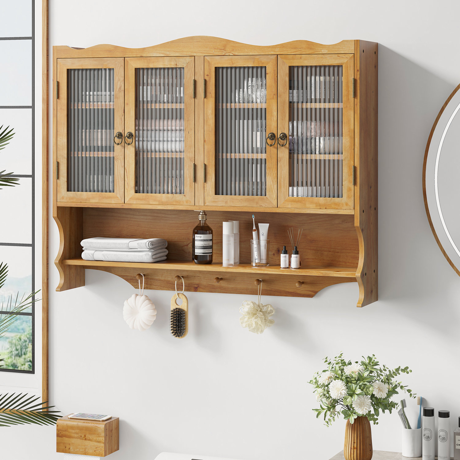 George Oliver 39.37"Retro 4 Door Wall-mounted Cabinet, Featuring Two ...