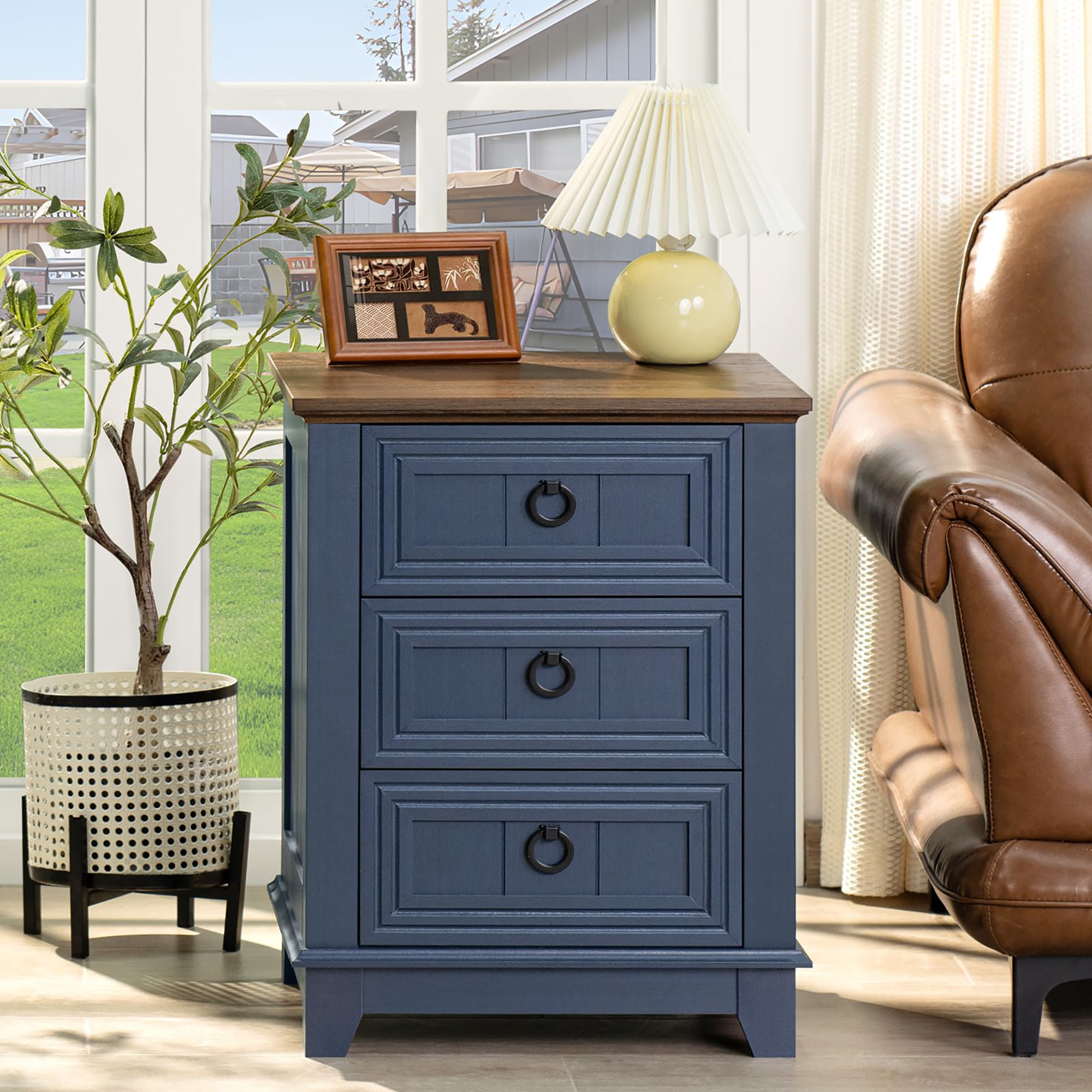 Lark Manor 18" Farmhouse Night Stand with 3 Drawers - Wayfair Canada