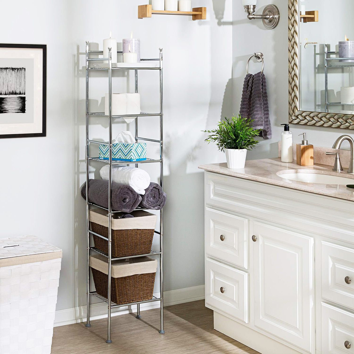 Wayfair Basics® Alapaha Free-Standing Bathroom Shelves (12.6" W x 60" H ...