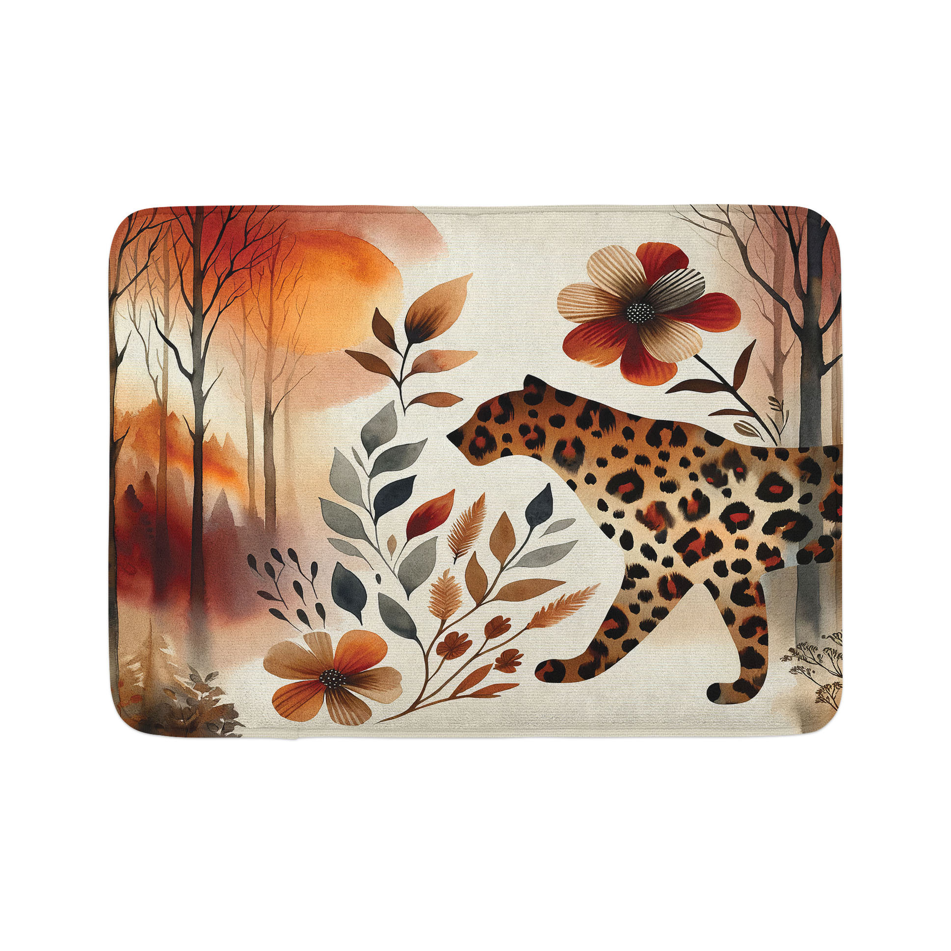 Ambesonne Leopard Plush Bath Mat, Wild Autumn Woodland Art, 30.2"x20 ...