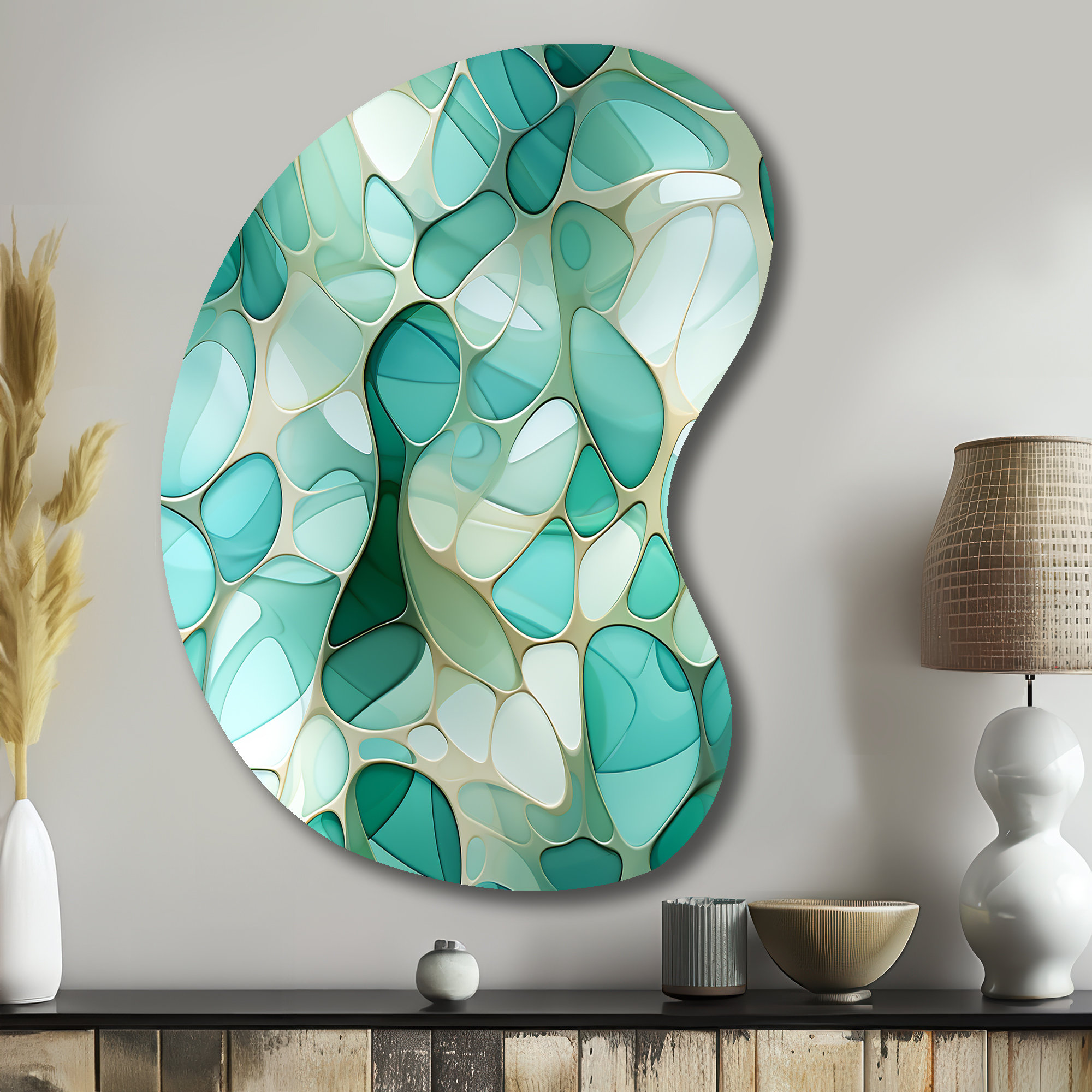 Design Art Seagrass Mosaic Emerald Coastal Pattern - Abstract Boom ...
