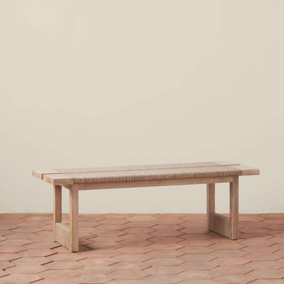 Woven Textura Solid Wood Bench | Perigold
