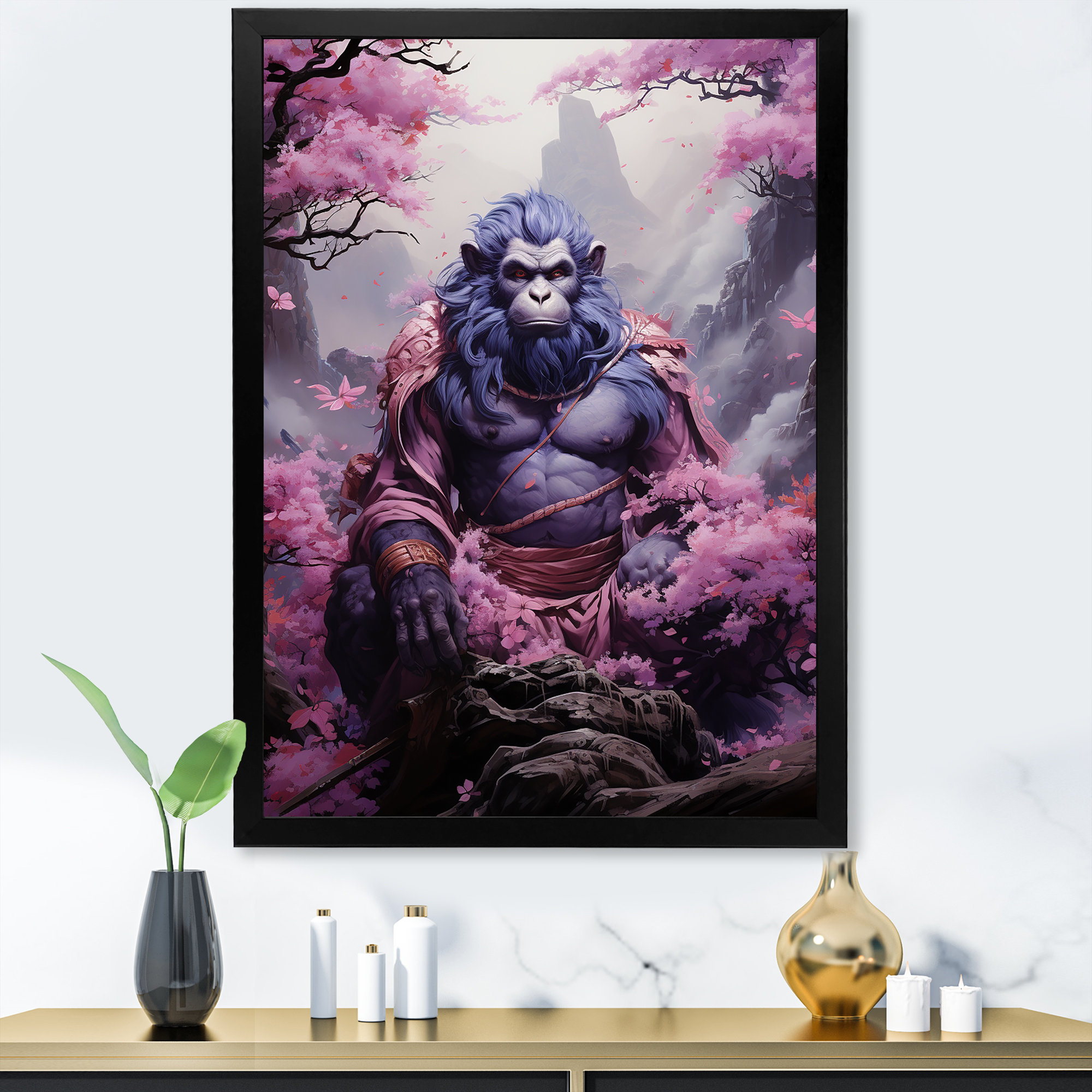 Dakota Fields Hindu Gorilla God Mountain Mauve - Hinduisim Wall Decor ...