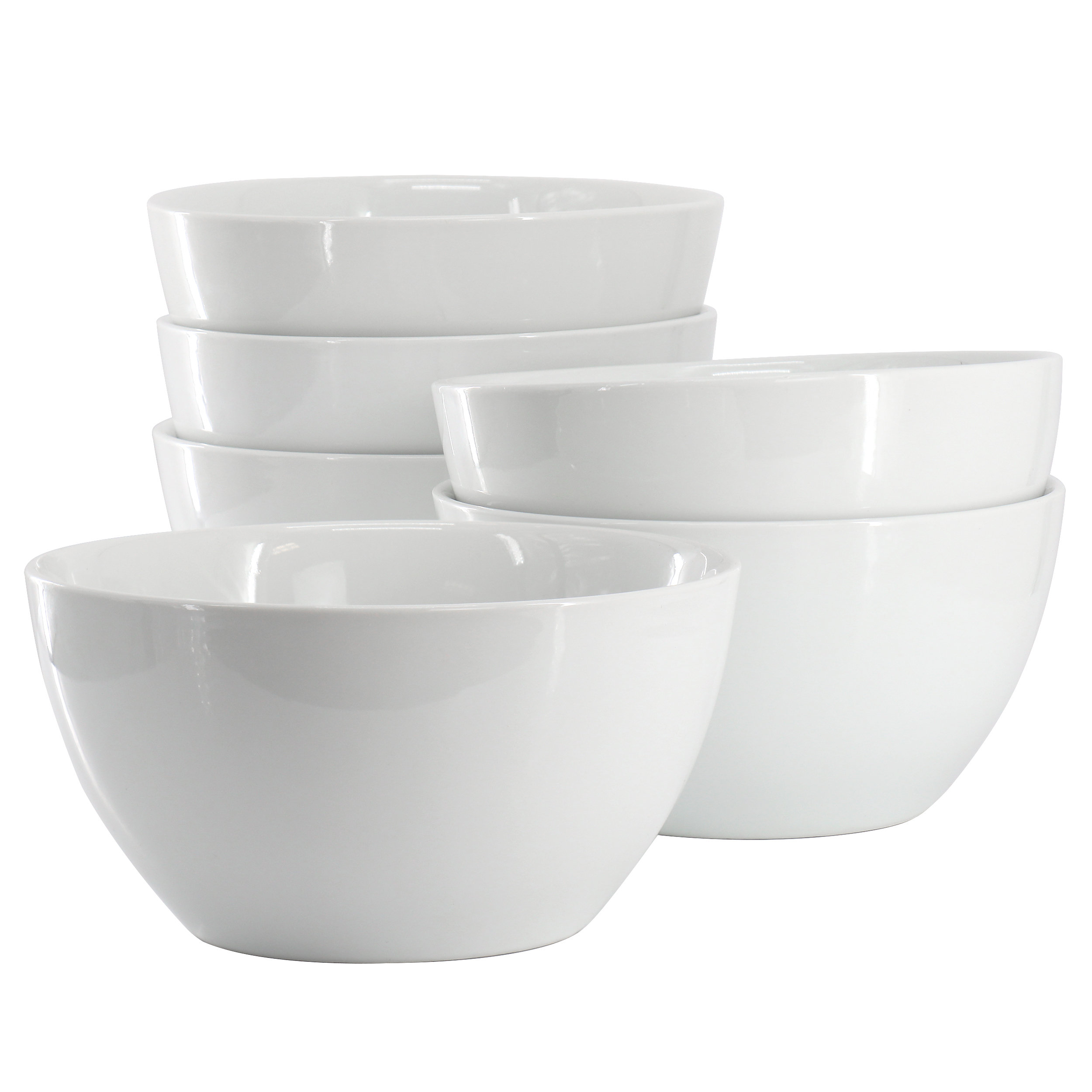 Our Table Simply White 6 Piece 7.25 Inch Porcelain Deep Bowl Set | Wayfair
