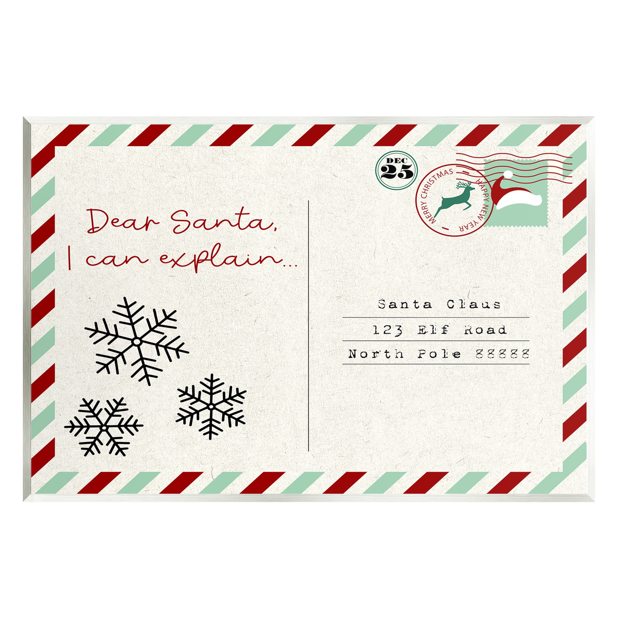 Stupell Industries Dear Santa Postcard Wall Plaque Art by Lil' Rue ...
