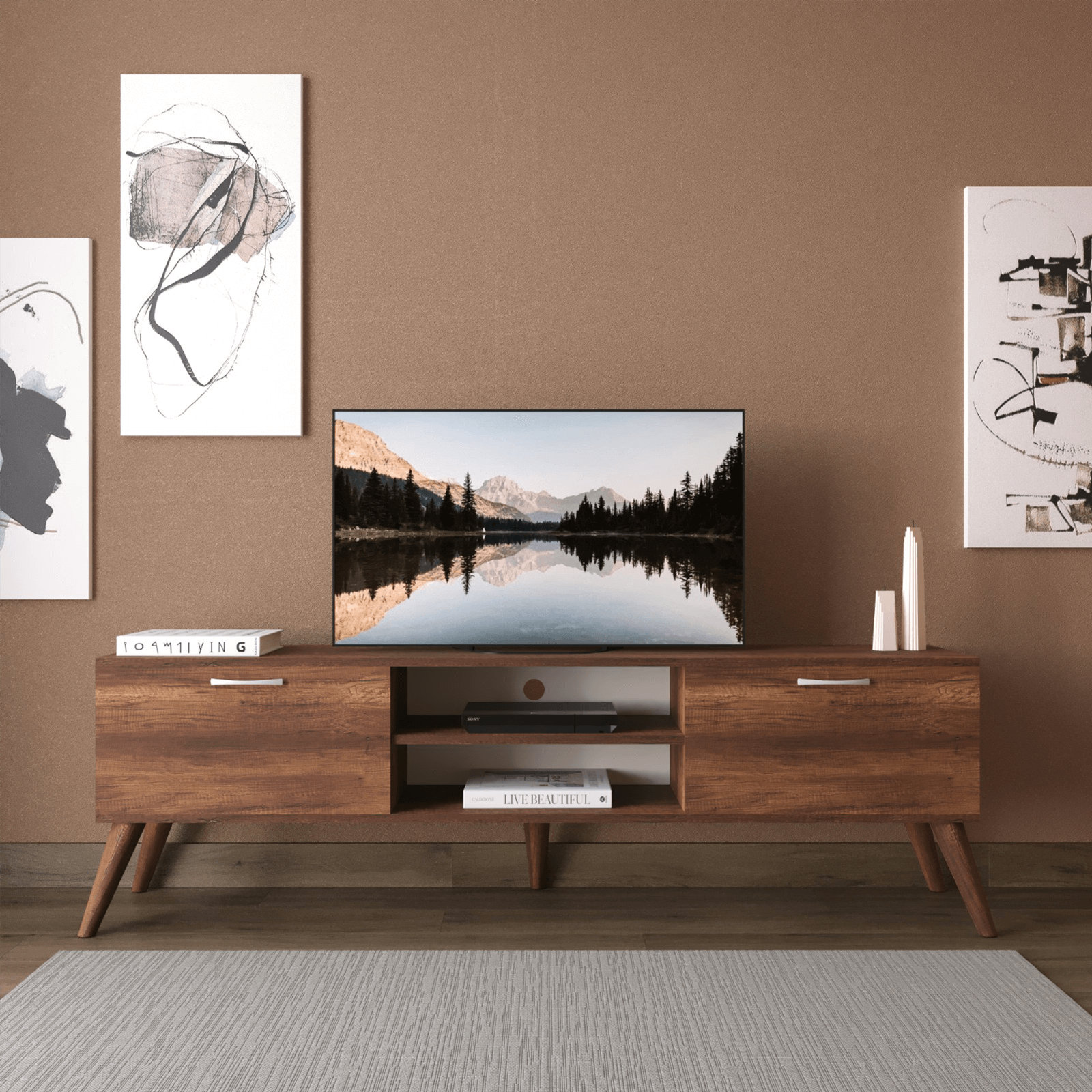 George Oliver Waco Floating TV Lowboard 180 cm – 2 Doors, Modern Wall ...