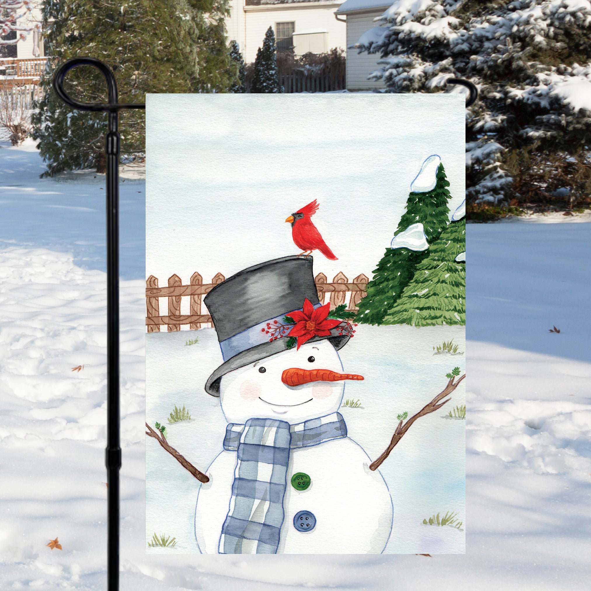 The Holiday Aisle® Jerricca Snowman Winter Double Sided Polyester Garden Flag | Wayfair