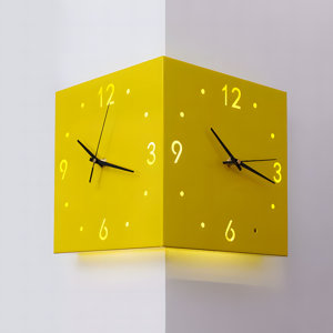 Ebern Designs Arvella Metal Wall Clock Backlit Corner Clock & Reviews ...