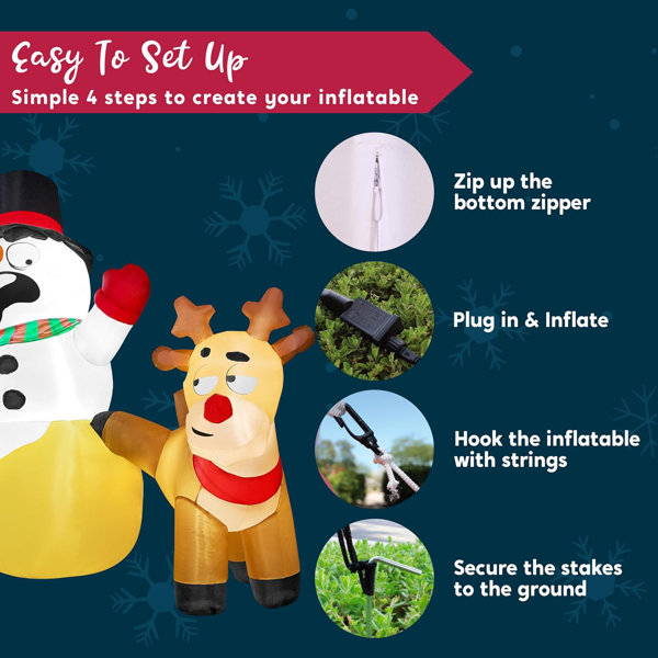 The Holiday Aisle® 6.6 FT Long Christmas Inflatable Reindeer Peeing On ...