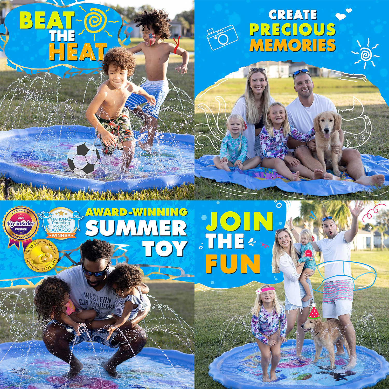 MASMIO 89"Extra Large Splash Pad for Kids & Dogs Great Outdoor Toys ...