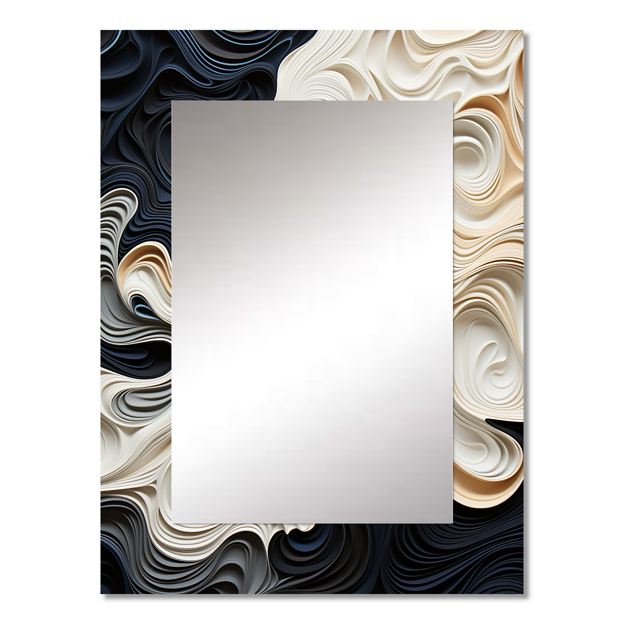 East Urban Home Black White Opt Art Rhythmic Pulses II - Op Art Mirror ...