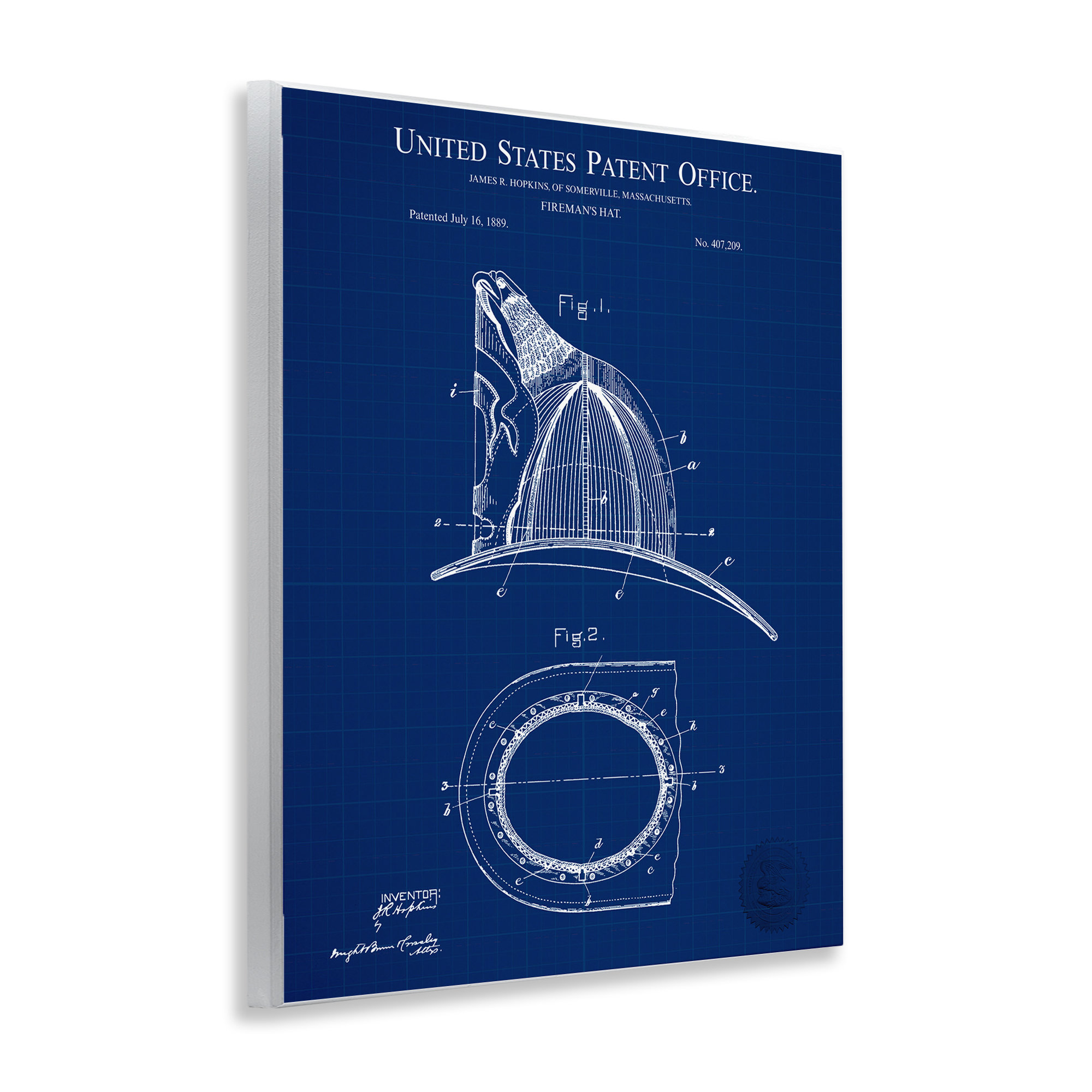 17 Stories Fireman's Hat Blueprint Wall Plaque Art by Karl Hronek | Wayfair