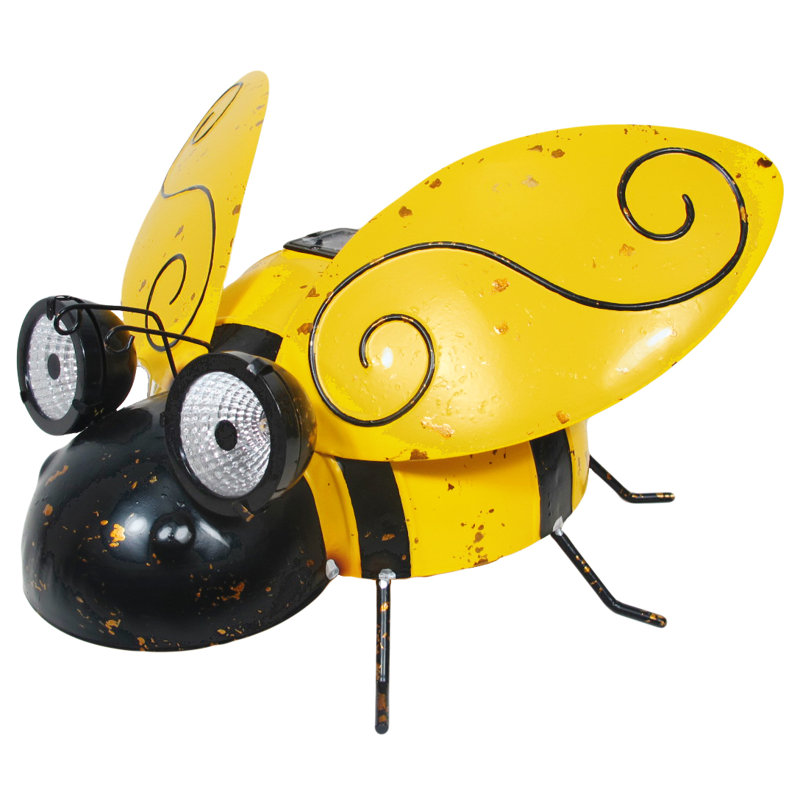 Dakota Fields Dilich Bee Animals Metal Solar Garden Statue | Wayfair