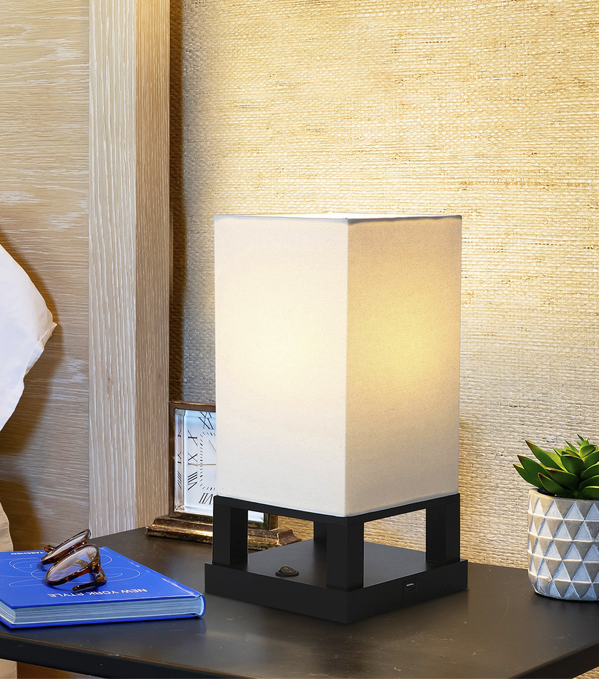 Brightech Maxwell 14 in. Mid-Century Modern LED Bedside Table Lamp with ...
