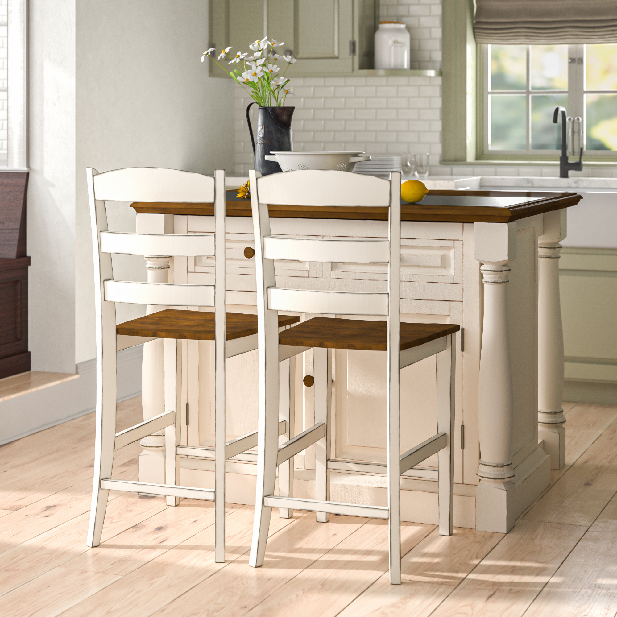 August Grove® Larchwood Traditional Kitchen Island Set & Reviews | Wayfair