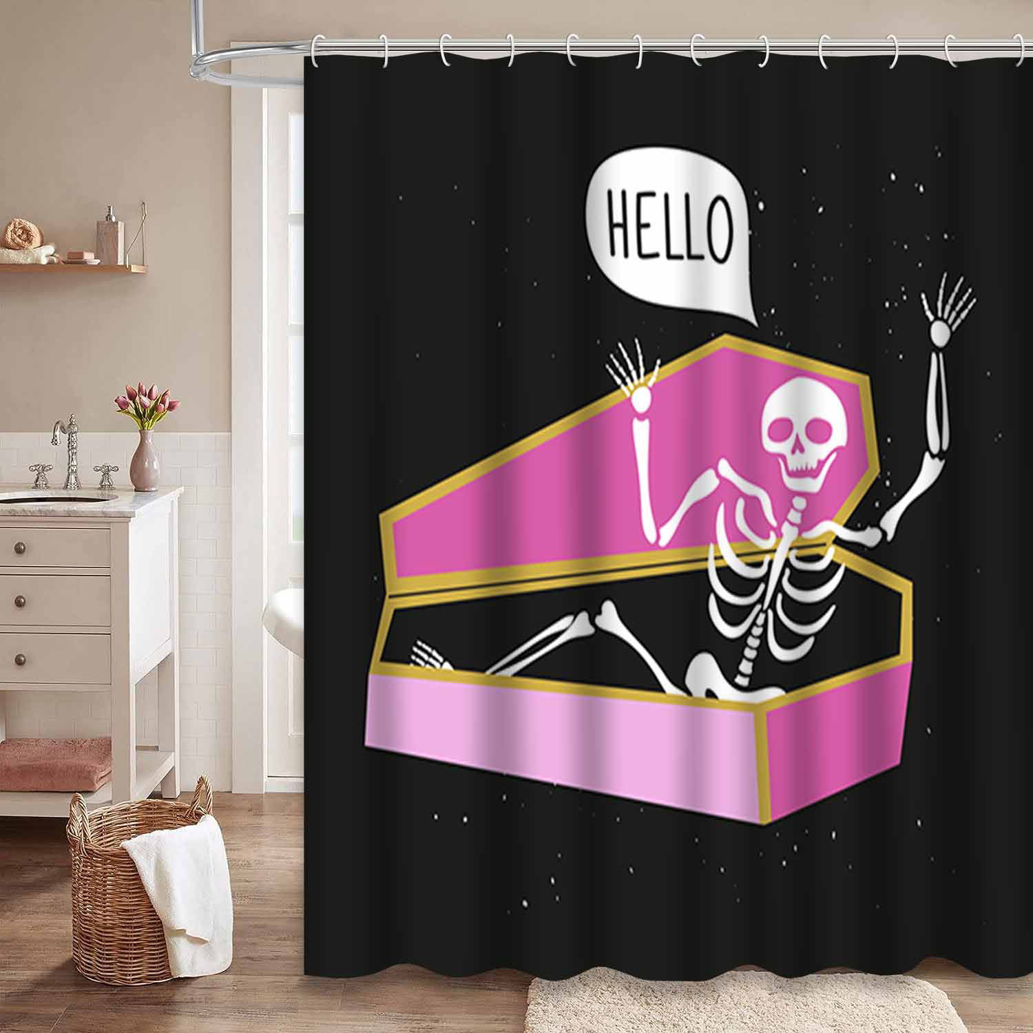 East Urban Home Pink Waterproof Shower Curtain, Shower Curtains for ...