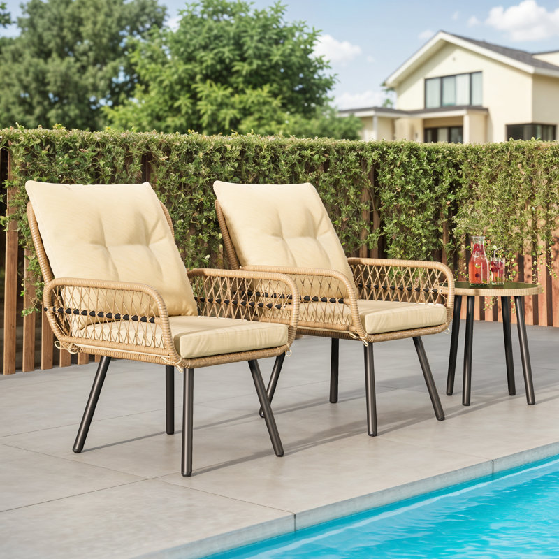 Dovecove 3 Piece Wicker Patio Bistro Furniture Set | Wayfair