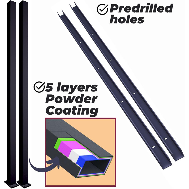 CR Home 48" Tall Posts For Wood Paneling Diy Fencing Kit, Horizontal ...