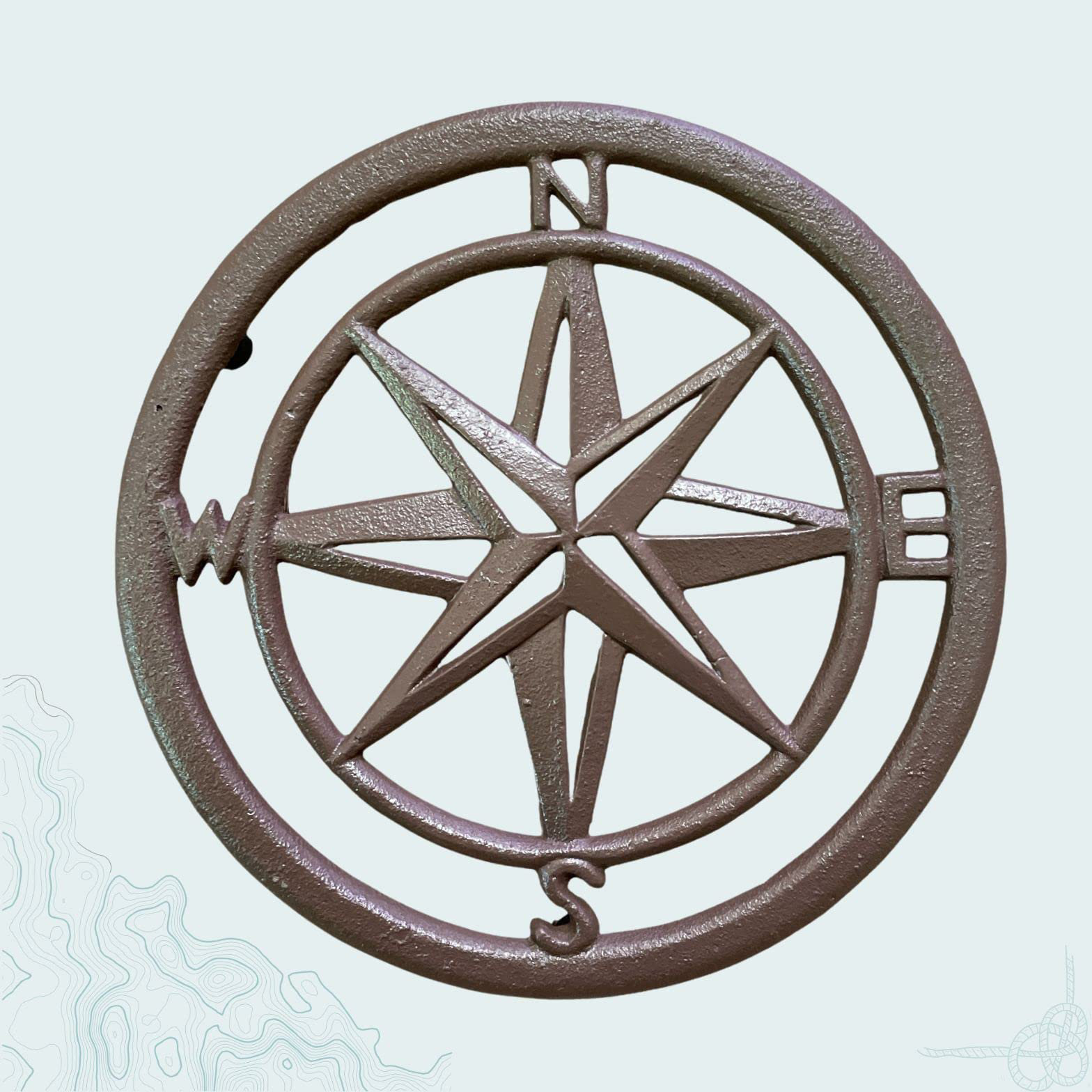 Breakwater Bay Rustic Brown Cast Iron Circle Cardinal Direction Compass ...