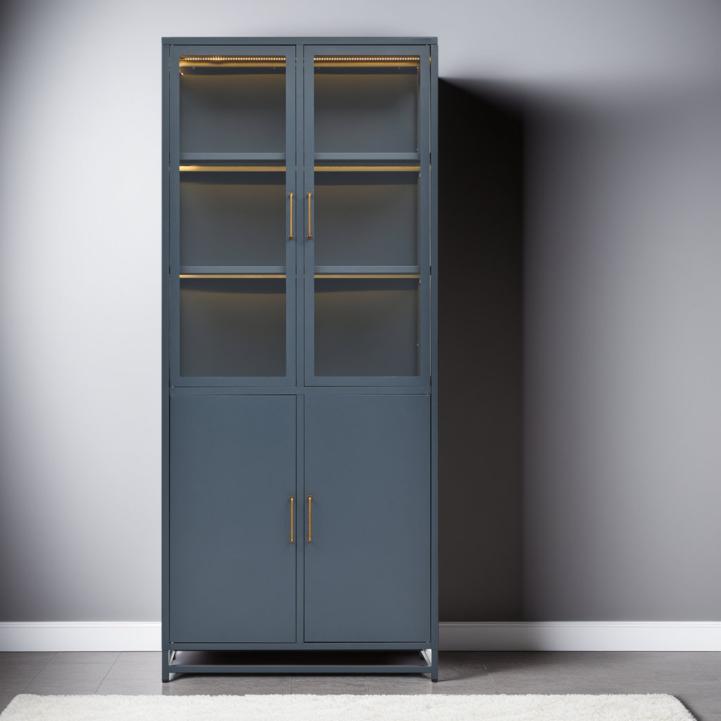 Time Apparel Industrial Chic LED-Lit Display Cabinet, Sheet Metal ...