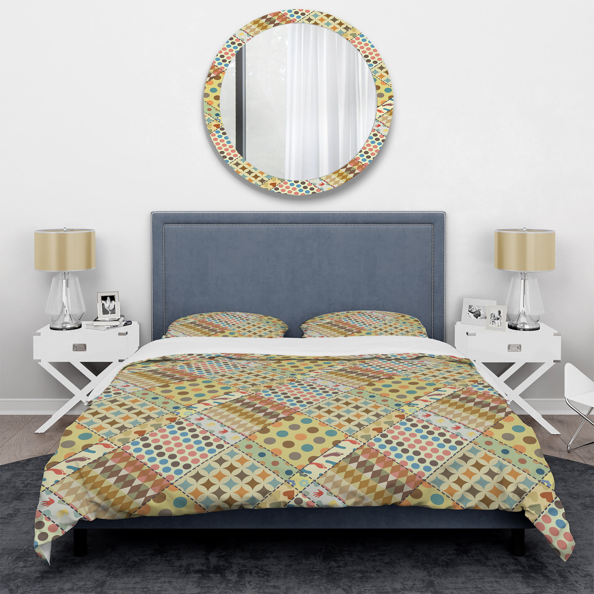 Design Art Green Patchwork Patterns - Patterned Duvet Cover Set | Wayfair
