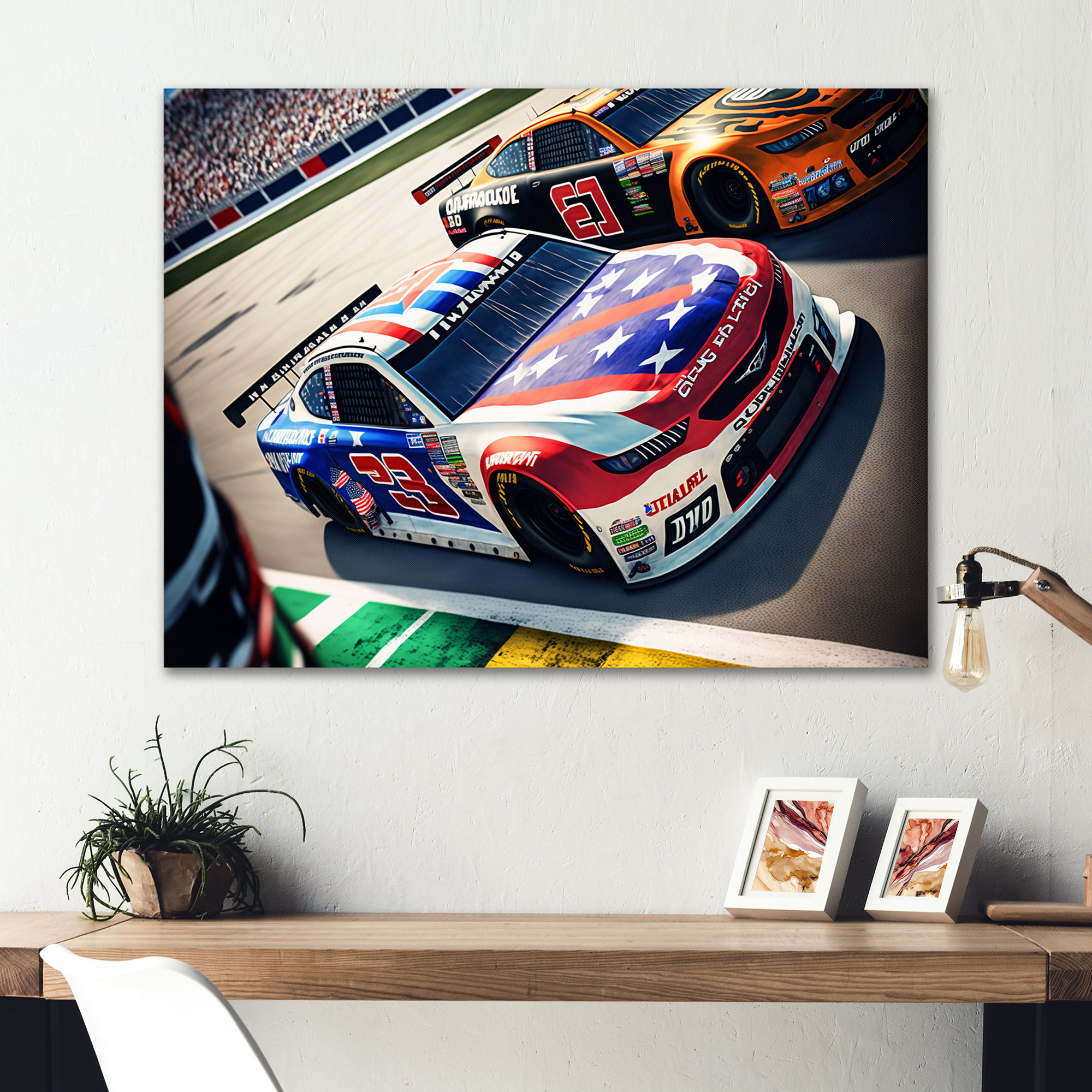 Latitude Run® Stock Car Racing Last Lap II - Modern Metal Wall Décor ...