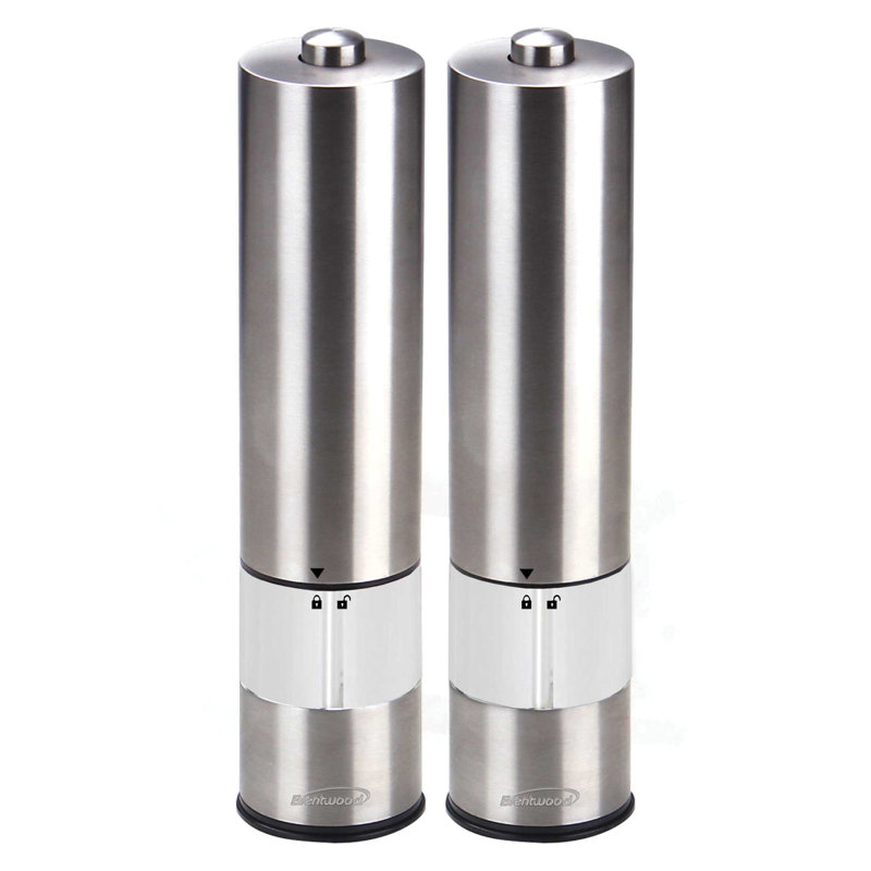 Brentwood Electric Blue LED Stainless Steel Salt and Pepper Adjustable ...