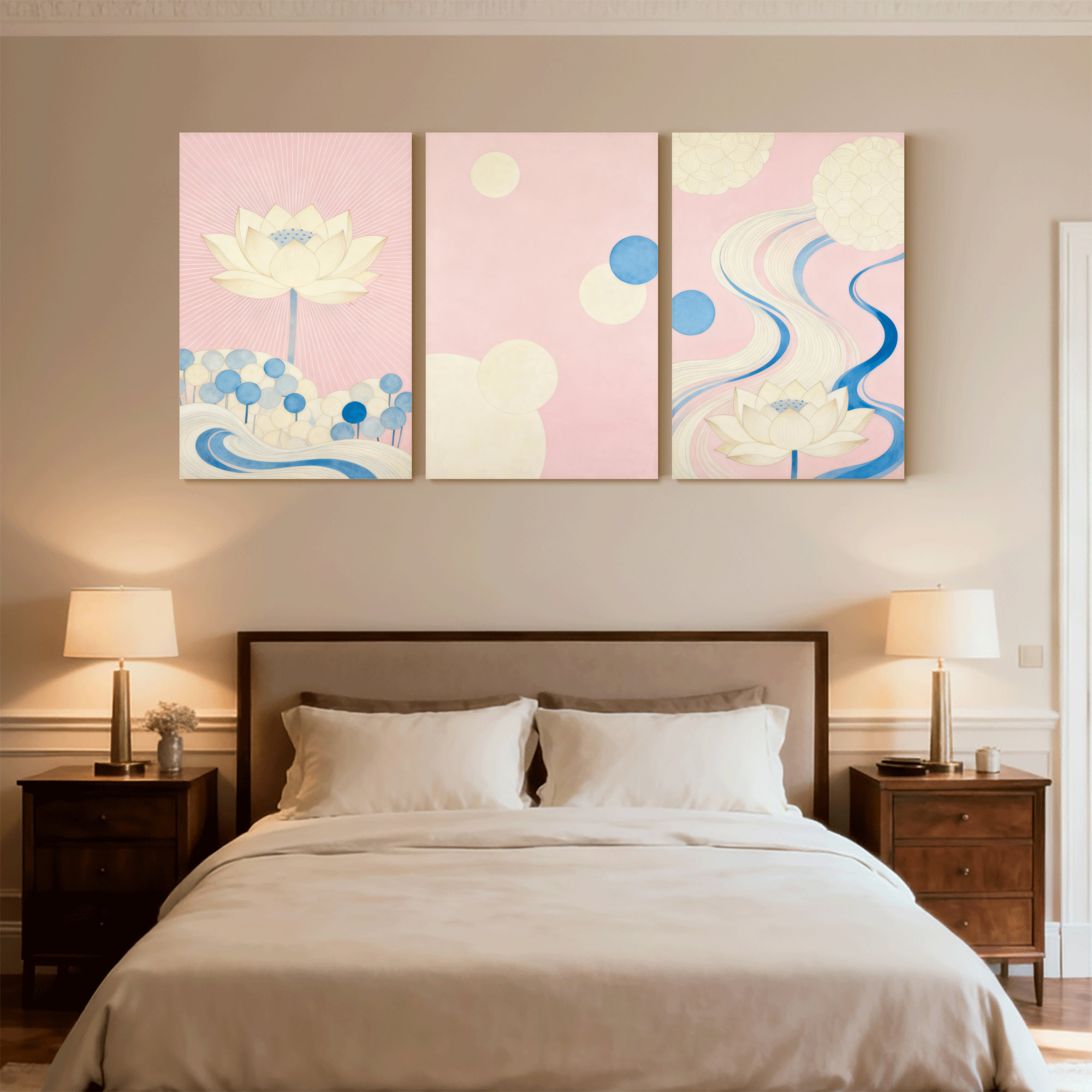 George Oliver Abstract Lotus Flower Water Reflection Pattern Art Set of ...