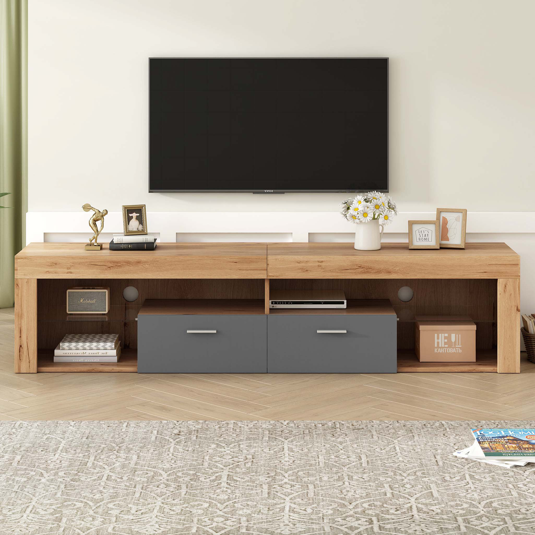 Wrought Studio™ Modern Design TV Stands for TVs up to 80'', LED Light ...