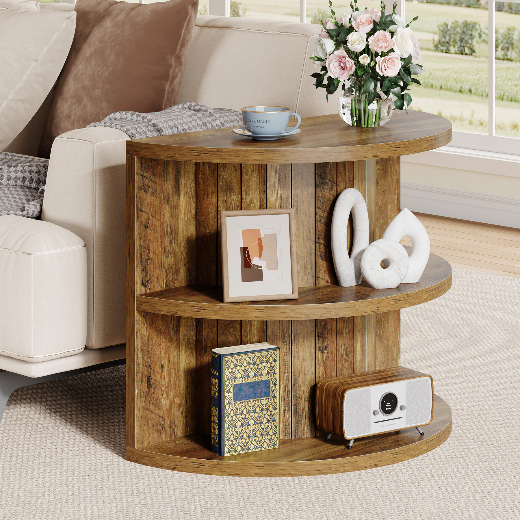 Latitude Run® 3-Tier Half Round Side Table For Small Space - Wayfair Canada