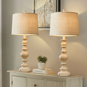 Ophelia & Co. Brigands USB Table Lamp Set - Rustic Lamps with USB ...