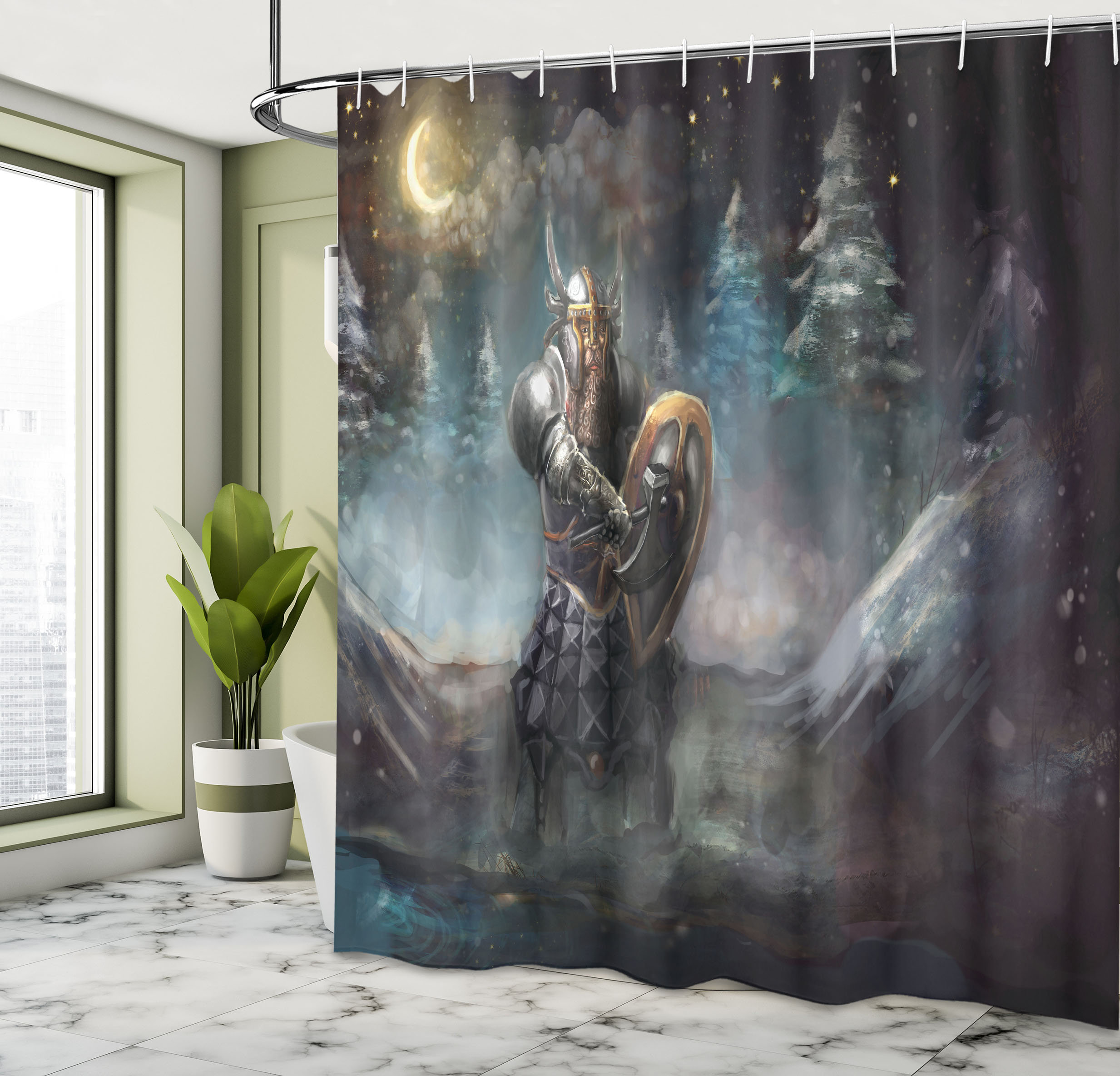 Bungalow Rose Fantasy Shower Curtain Medieval Dwarf Knight 32886 | Wayfair