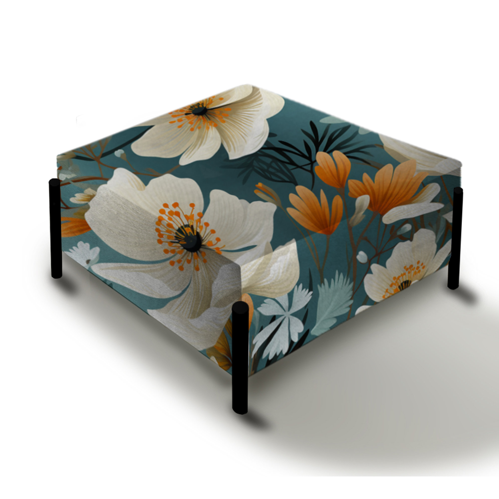 Design Art Ivory Coastal Blossoms Floral Pattern - Floral Large Square ...