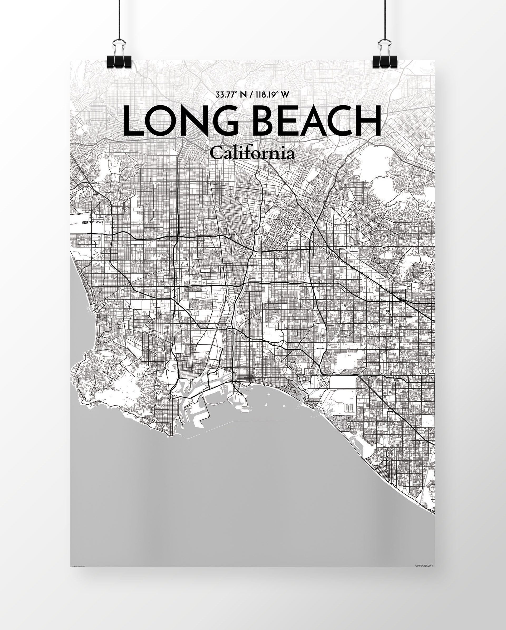 Highland Dunes Long Beach City Map On Paper Print | Wayfair